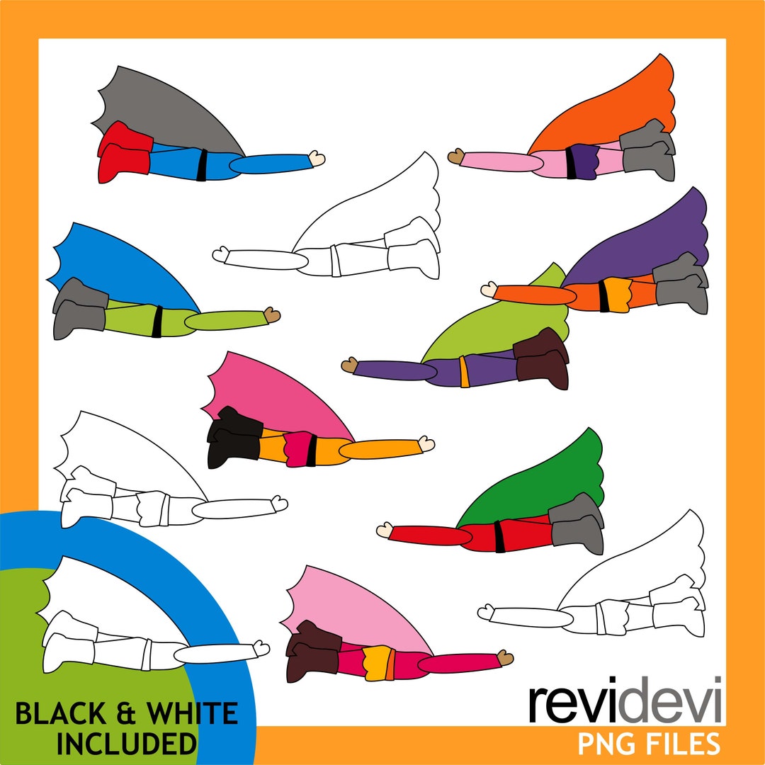 Flying Superhero Body Clipart. Back to School Kids. Diversity and ...