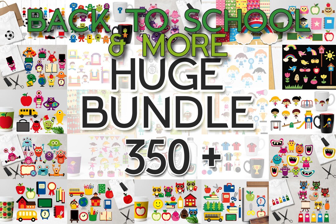 Back to School Clip Art. Premium Bundle With Over 350 Clipart Graphics ...