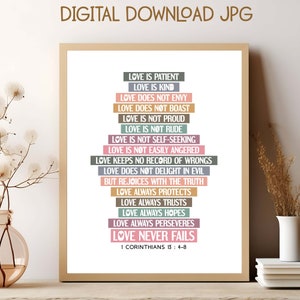 Bible Scripture Wall Art. Love is Patient, Love is Kind, Love Never ...