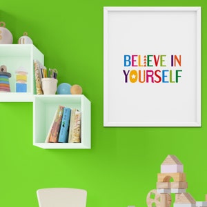 Motivational Sayings Poster. Believe in Yourself. Printable Wall Art ...
