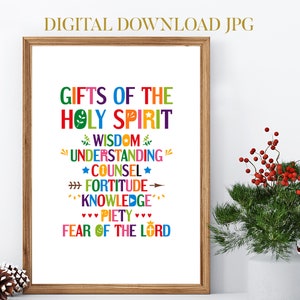 Gifts of the Holy Spirit. Printable Scripture Wall Art. Catholic and ...