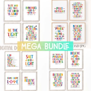 Bible Verse Bundle. Printable Wall Art for Children Bedroom and Sunday ...