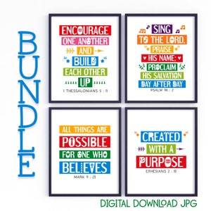 Bible Verses Wall Art Bundle. Ephesians 2:10, Mark 9 23, Psalm 96 2, 1 ...