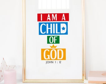Christian Wall Art. Children's Room Decor. I Am a Child of - Etsy