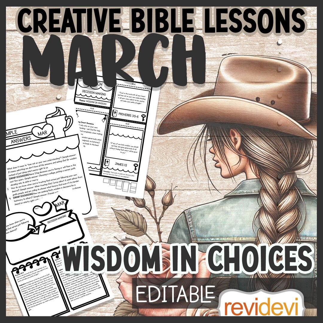 March Bible Lessons for Teens: Wisdom in Choices (editable, Digital ...