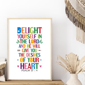 Printable Bible Verse Wall Art. Delight Yourself in the Lord, Psalm 37: ...