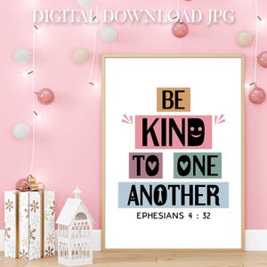 Be Kind to One Another. Ephesians 4:32 Poster. Boho Bible Verse ...