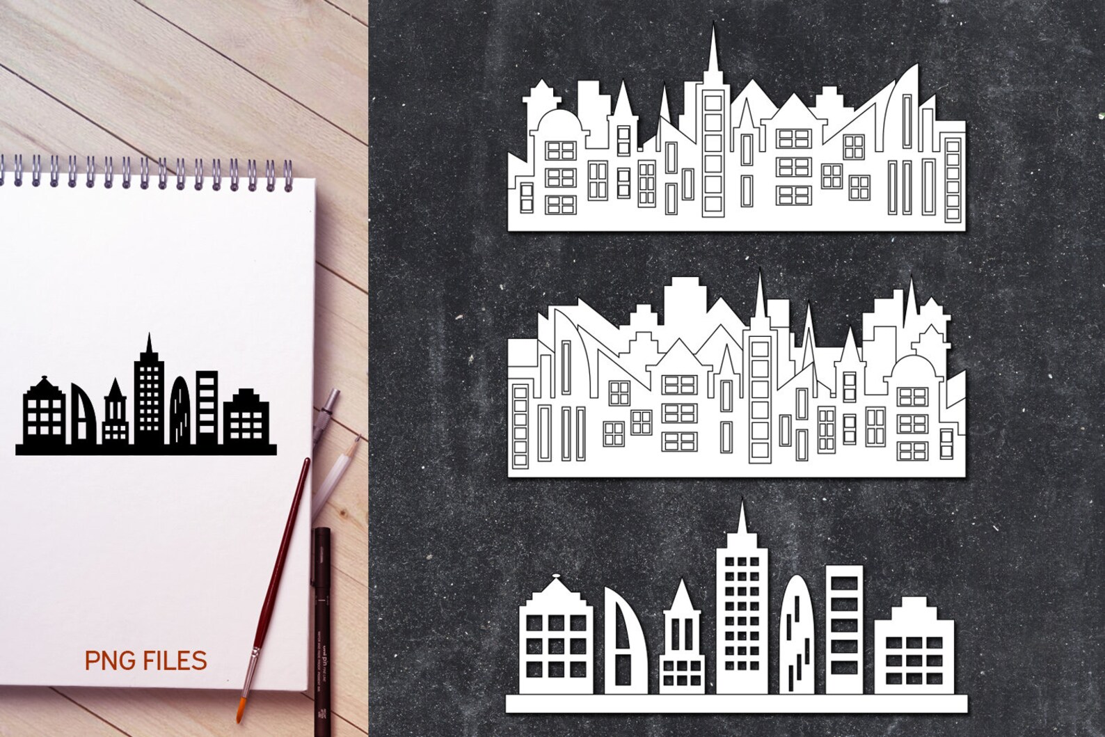 Skyline City Clip Art. Long Block Superhero City Buildings - Etsy