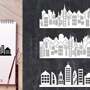 Skyline City Clip Art. Long Block Superhero City Buildings Clip Art - Etsy