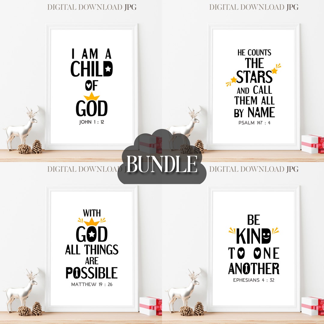 Bible Verses Posters. Minimalist Printable Wall Art Bundle Vol. 1 ...