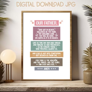 The Lord's Prayer Poster. Our Father Who Art in Heaven. Bible Verse ...