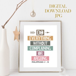 Printable Bible Verse Poster. Boho Colors. Do Everything Without ...