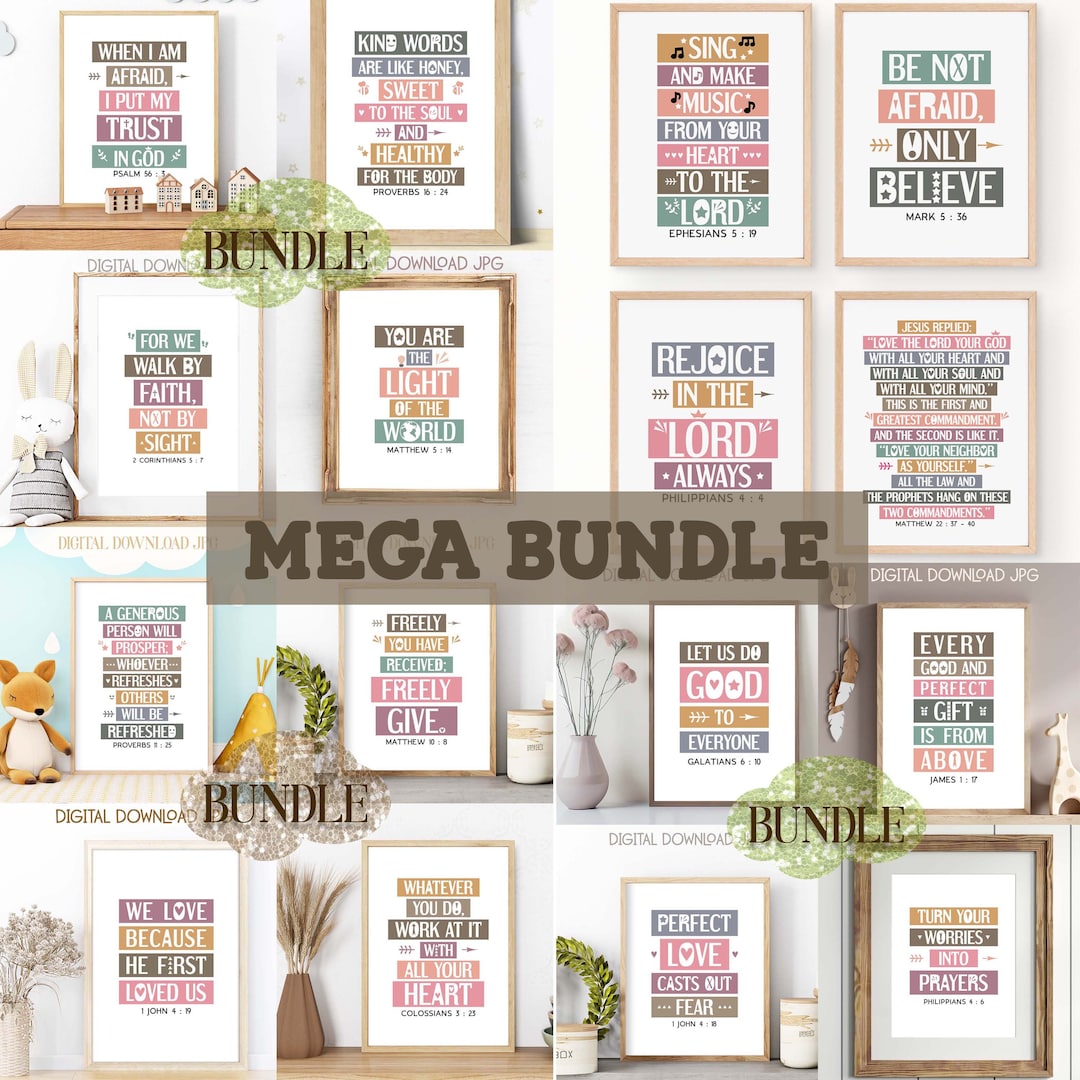 Boho Bible Verses Bundle. Set of 16. Printable Inspirational Christian ...