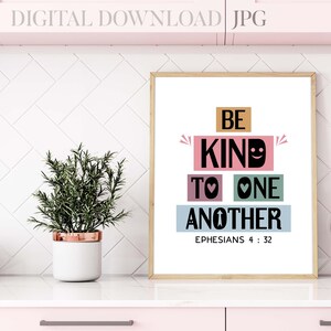 Be Kind to One Another. Ephesians 4:32 Poster. Boho Bible Verse ...