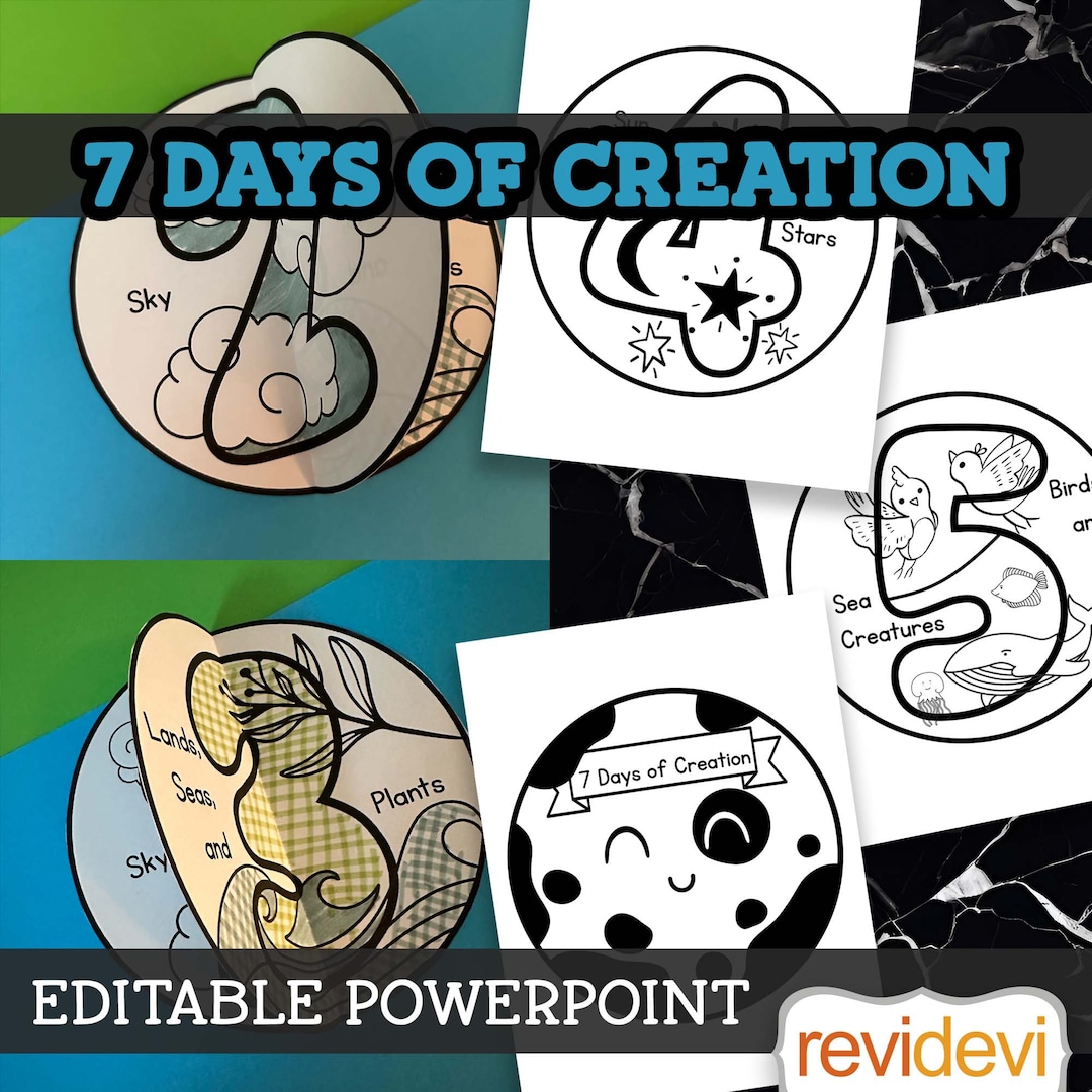 Printable Christian Craft. Editable 7 Days of Creation Coloring Sheets ...