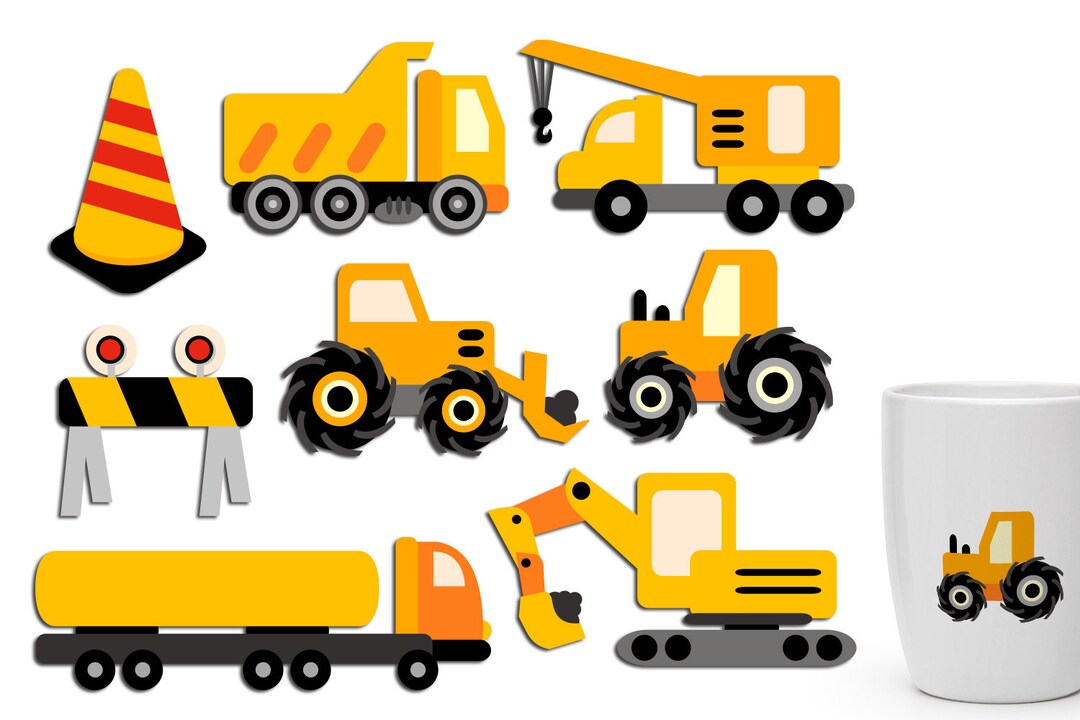 Under Construction Trucks Clip Art PNG - Etsy