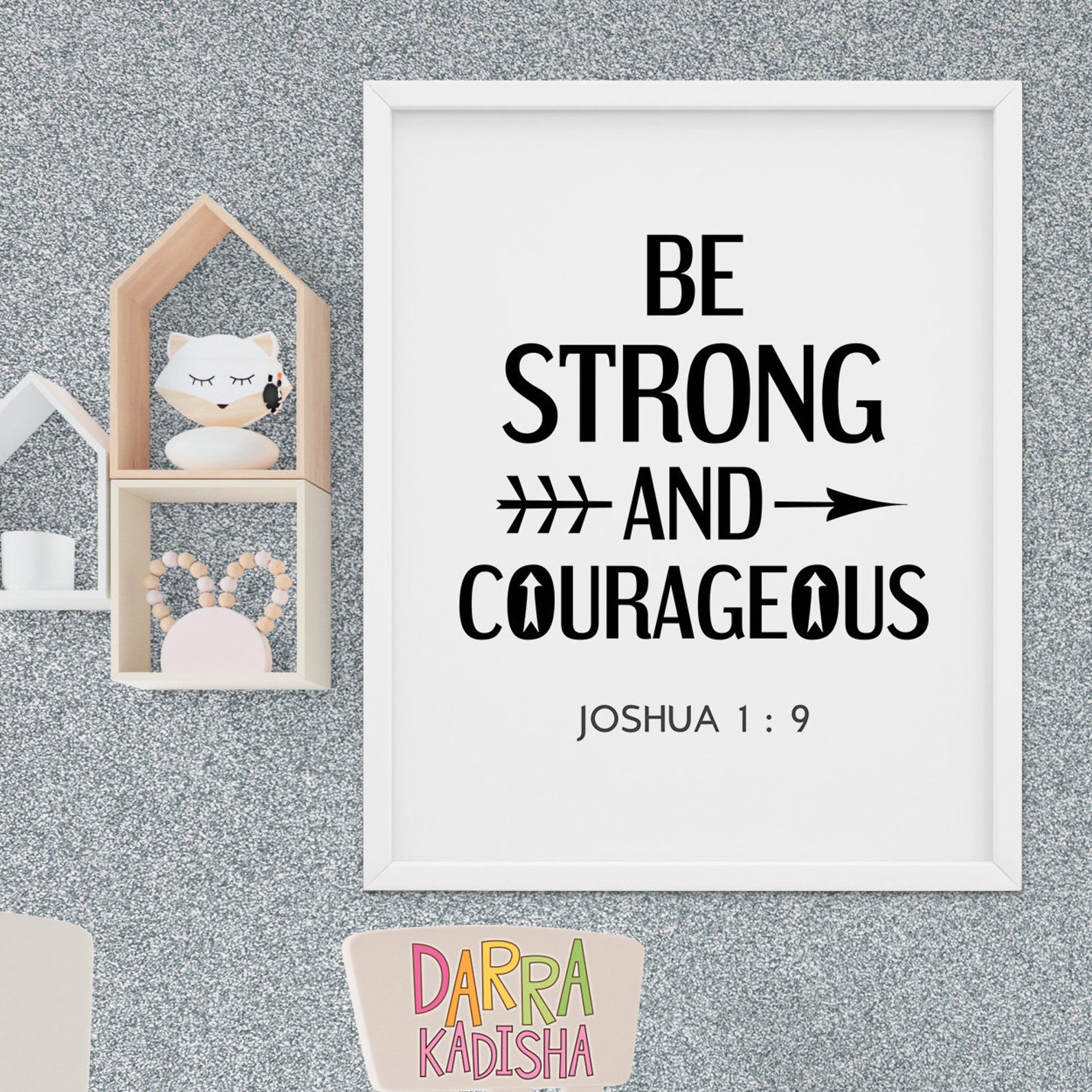 Minimalist Bible Quote Wall Art. Be Strong and Courageous. - Etsy