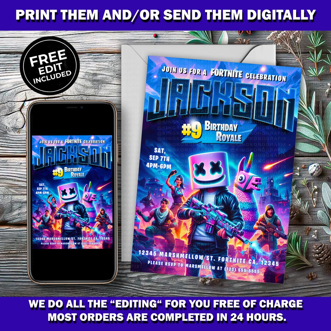 Gamer Invitation | Gaming Party |fort Video Game Party| Video Gaming ...