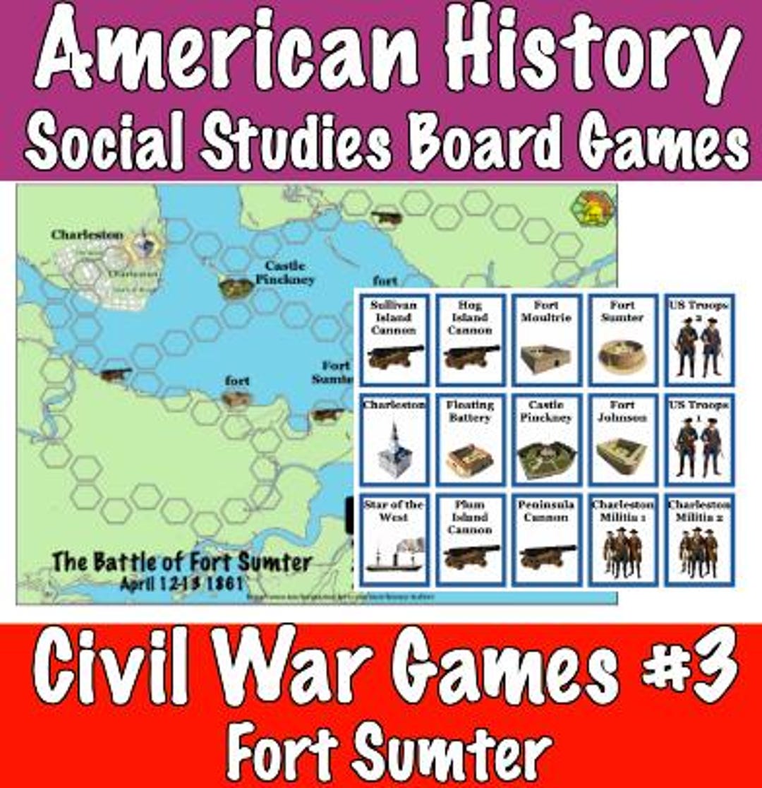 Civil War Board Games #3 Fort Sumter (TWO GAMES) Social Studies - Etsy