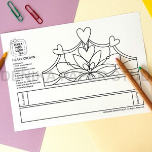 Heart Princess Paper Crown Colouring Printable Kids Craft Queen Costume ...