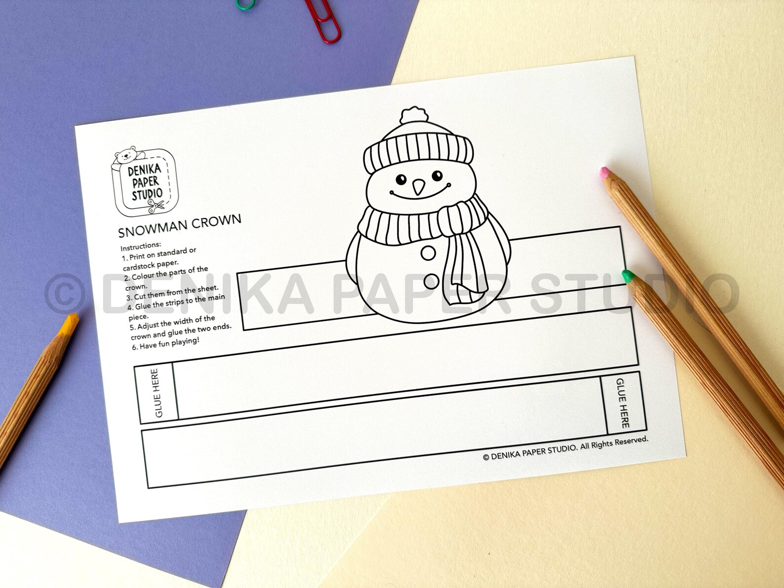 Snowman Paper Crown Christmas Colouring Printable Kids Craft Winter ...