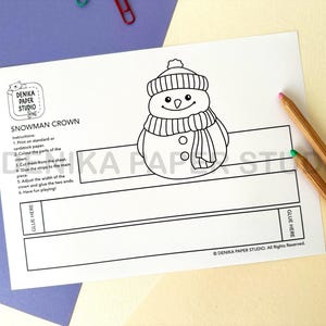 Snowman Paper Crown Christmas Colouring Printable Kids Craft Winter ...