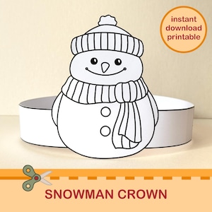 Snowman Paper Crown Christmas Colouring Printable Kids Craft Winter ...