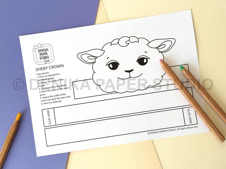 Sheep Paper Crown Farm Animal Colouring Printable Kids Craft Costume ...