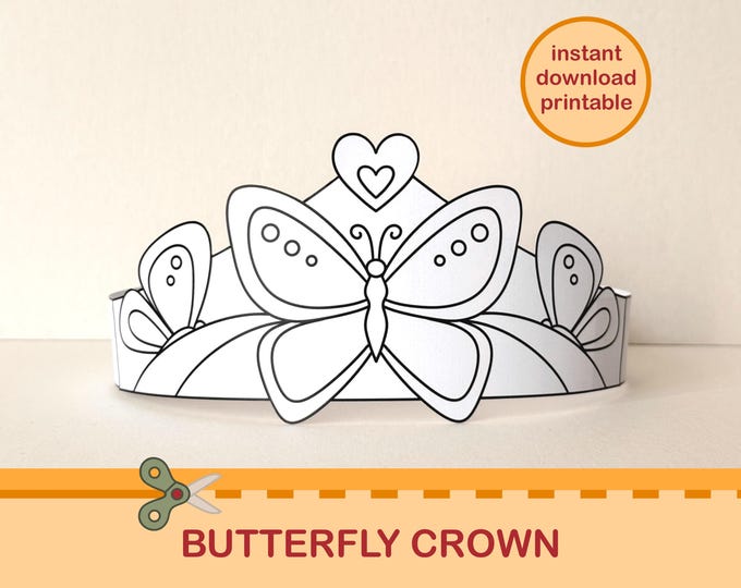 Butterfly Paper Crown Fairy Colouring Printable Kids Craft Costume DIY ...
