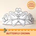 Butterfly Paper Crown Fairy Colouring Printable Kids Craft Costume DIY ...