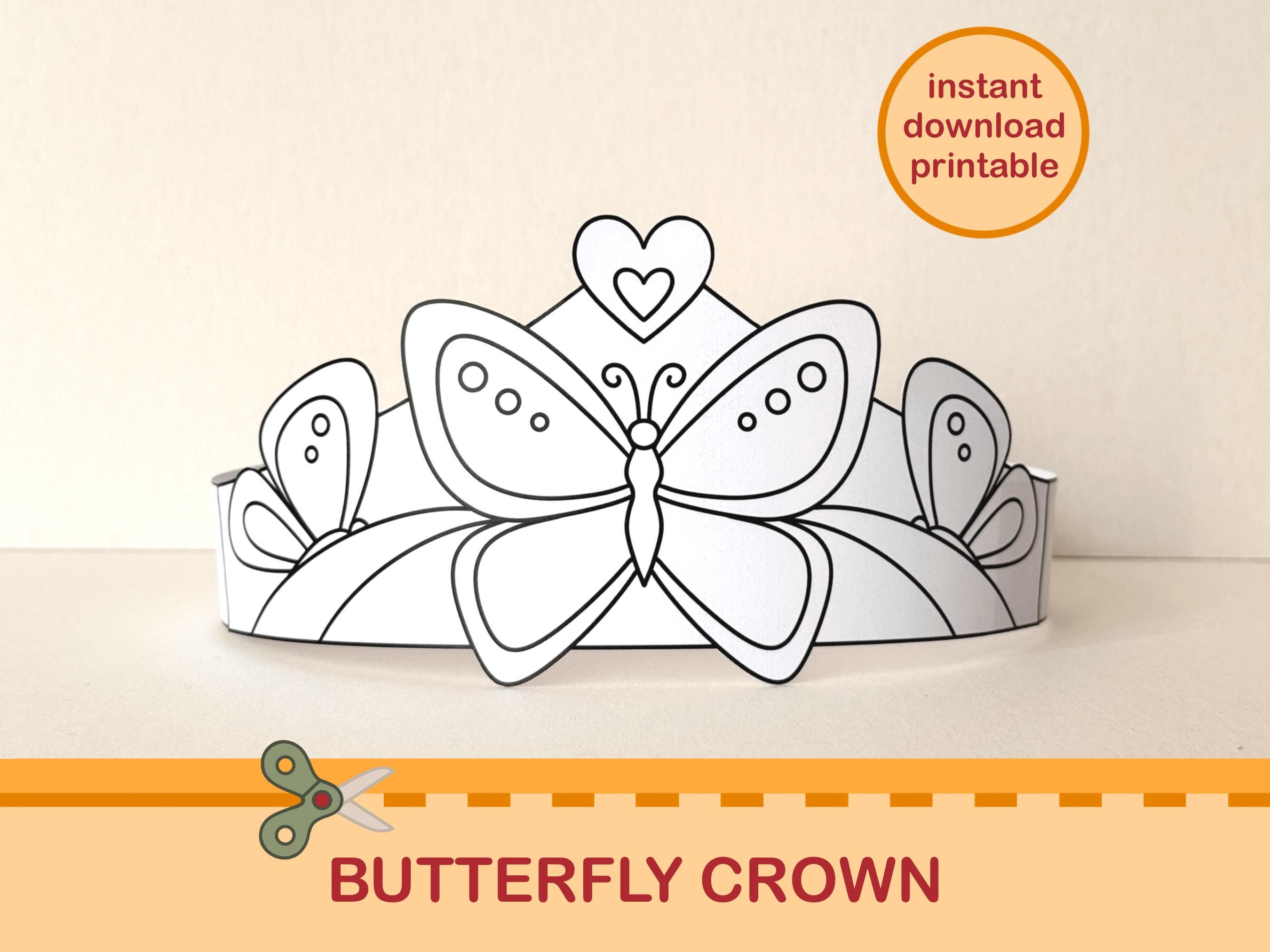 Butterfly Paper Crown Fairy Colouring Printable Kids Craft Costume DIY ...