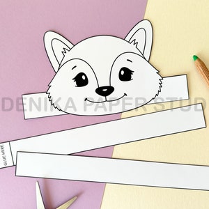 Fox Paper Crown Forest Animal Colouring Printable Kids Woodland Costume ...