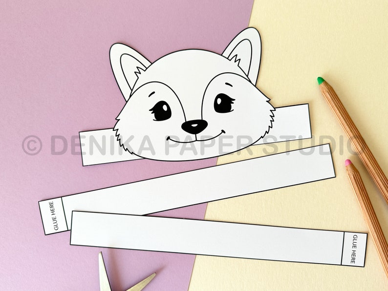 Fox Paper Crown Forest Animal Colouring Printable Kids Woodland Costume ...