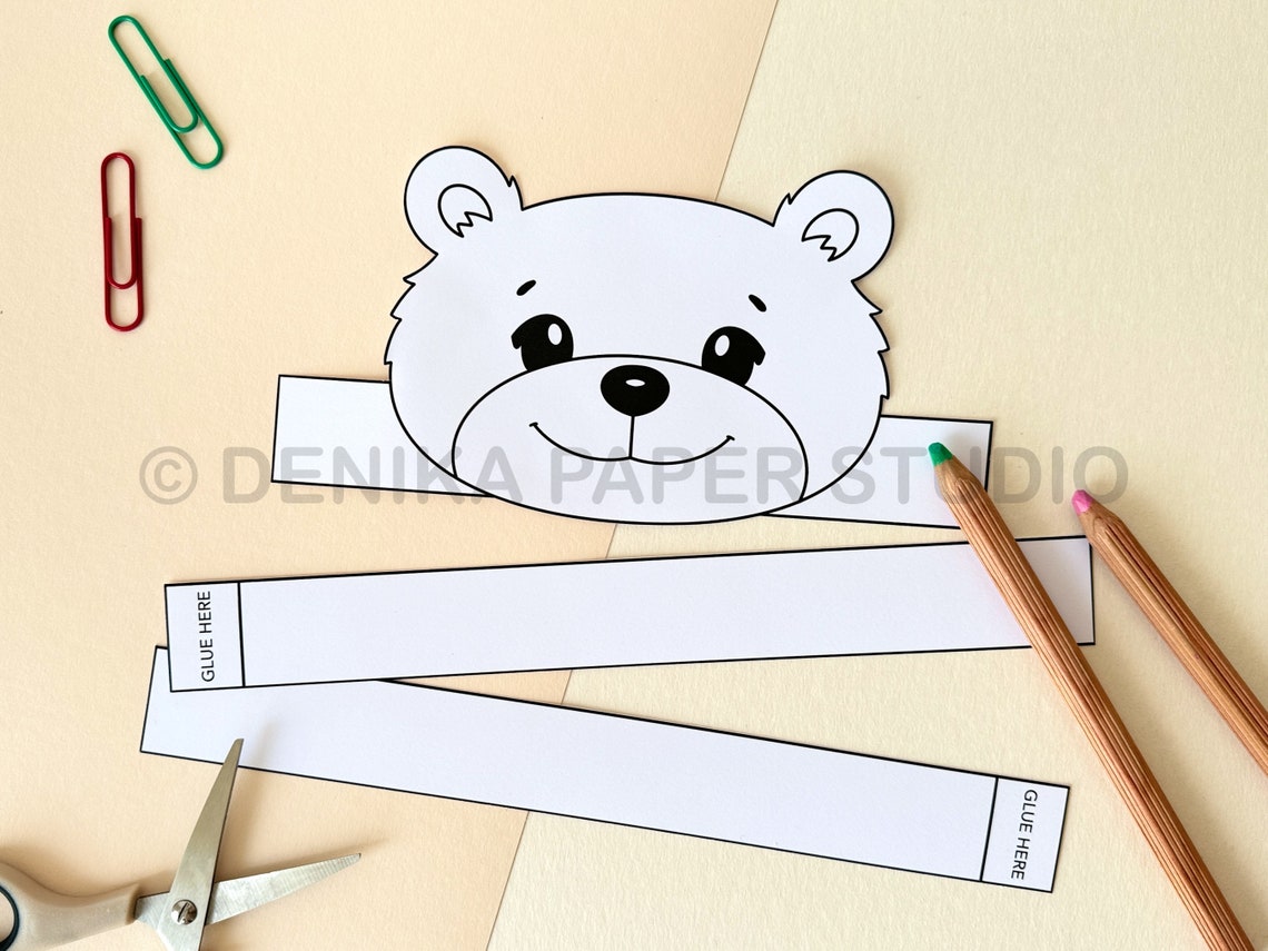Bear Paper Crown Forest Animal Colouring Printable Kids Craft Costume ...