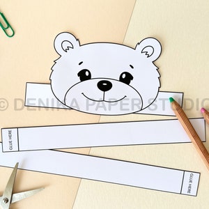 Bear Paper Crown Forest Animal Colouring Printable Kids Craft Costume ...
