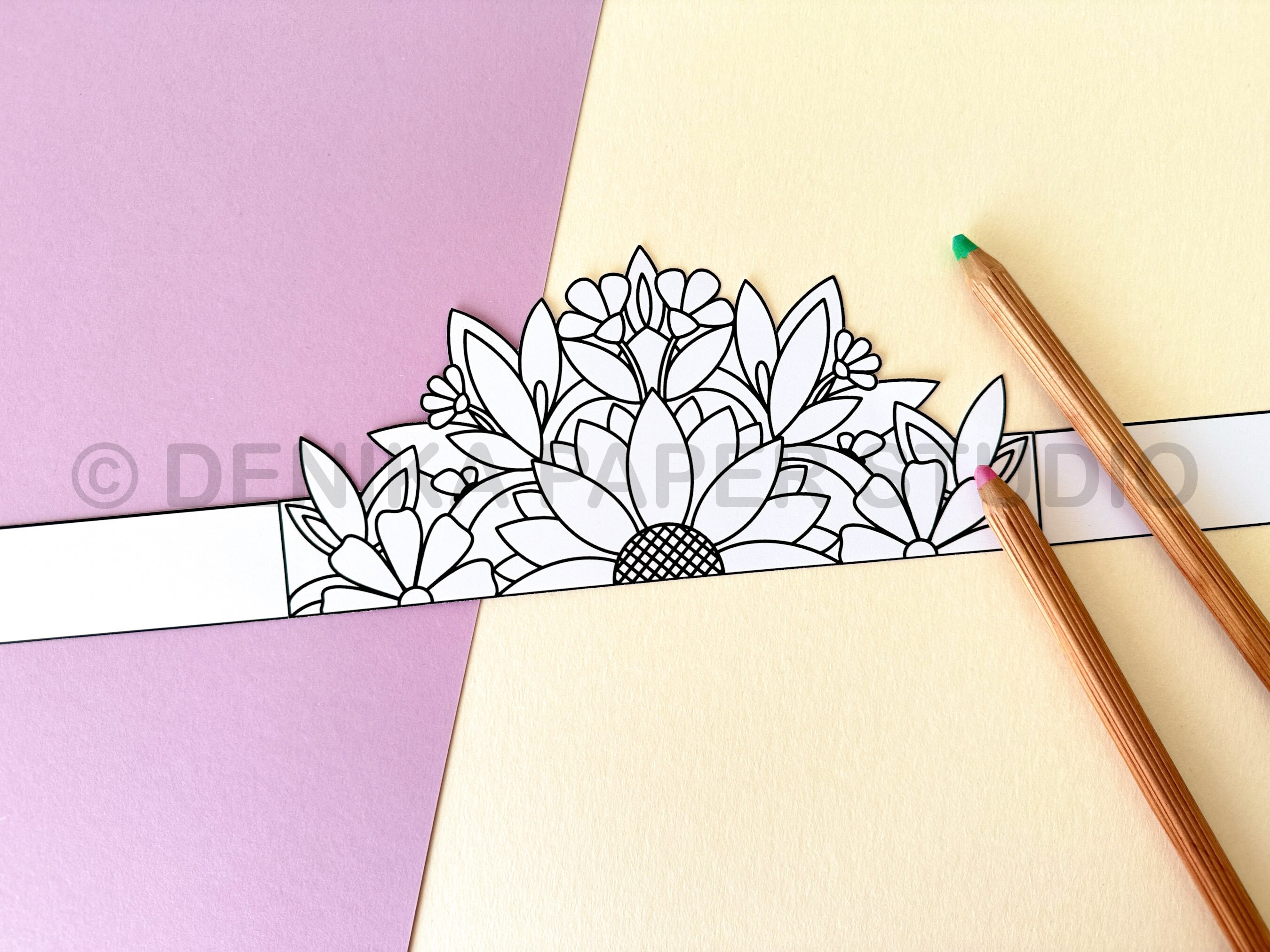 Flower Paper Crown Fairy Colouring Printable Kids Craft Costume DIY ...