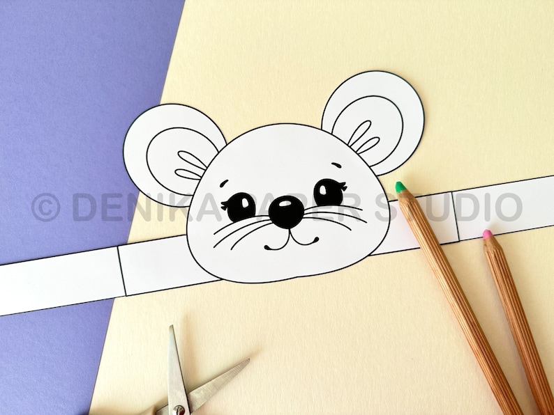 Mouse Paper Crown Cute Animal Colouring Printable Kids Woodland Costume ...