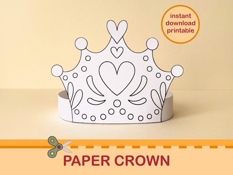 Paper Crown Princess Colouring Printable Kids Craft Queen Costume DIY ...