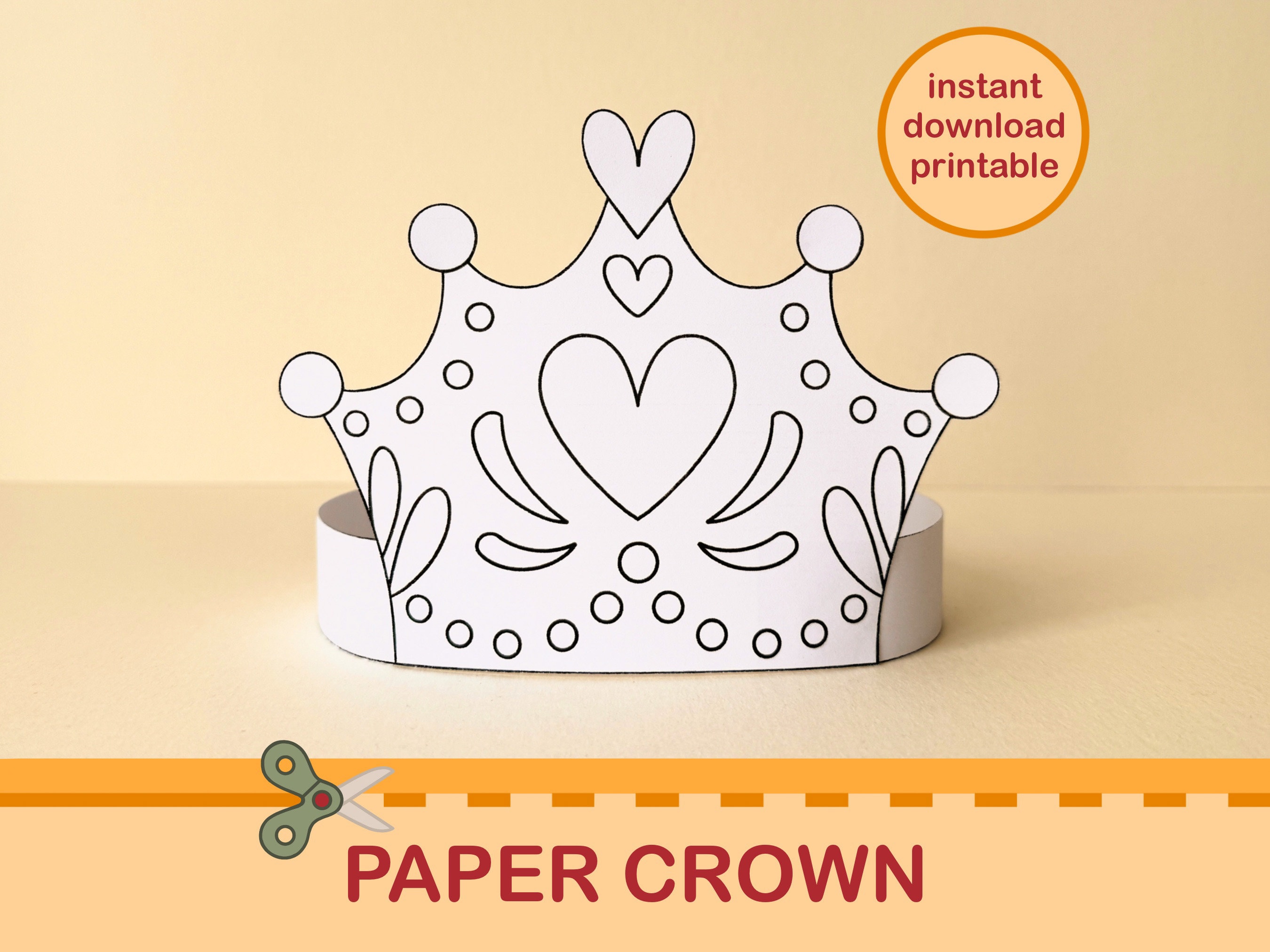 Paper Crown Princess Colouring Printable Kids Craft Queen Costume DIY ...
