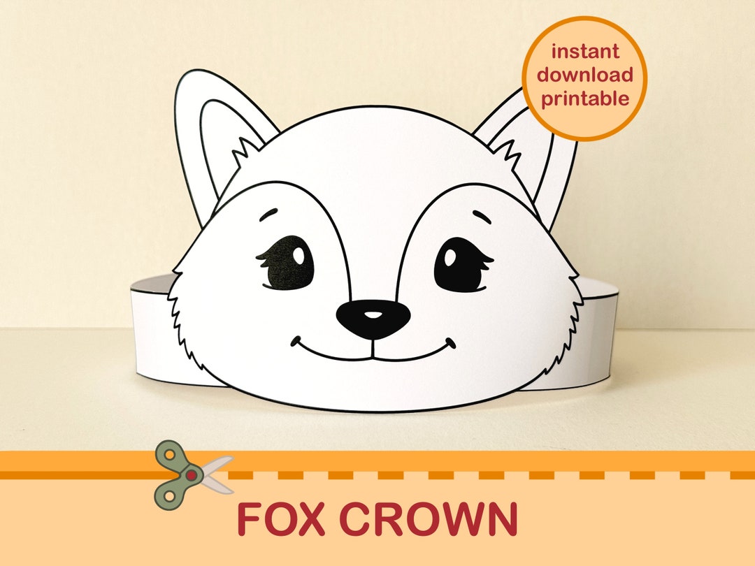 Fox Paper Crown Forest Animal Colouring Printable Kids Woodland Costume ...