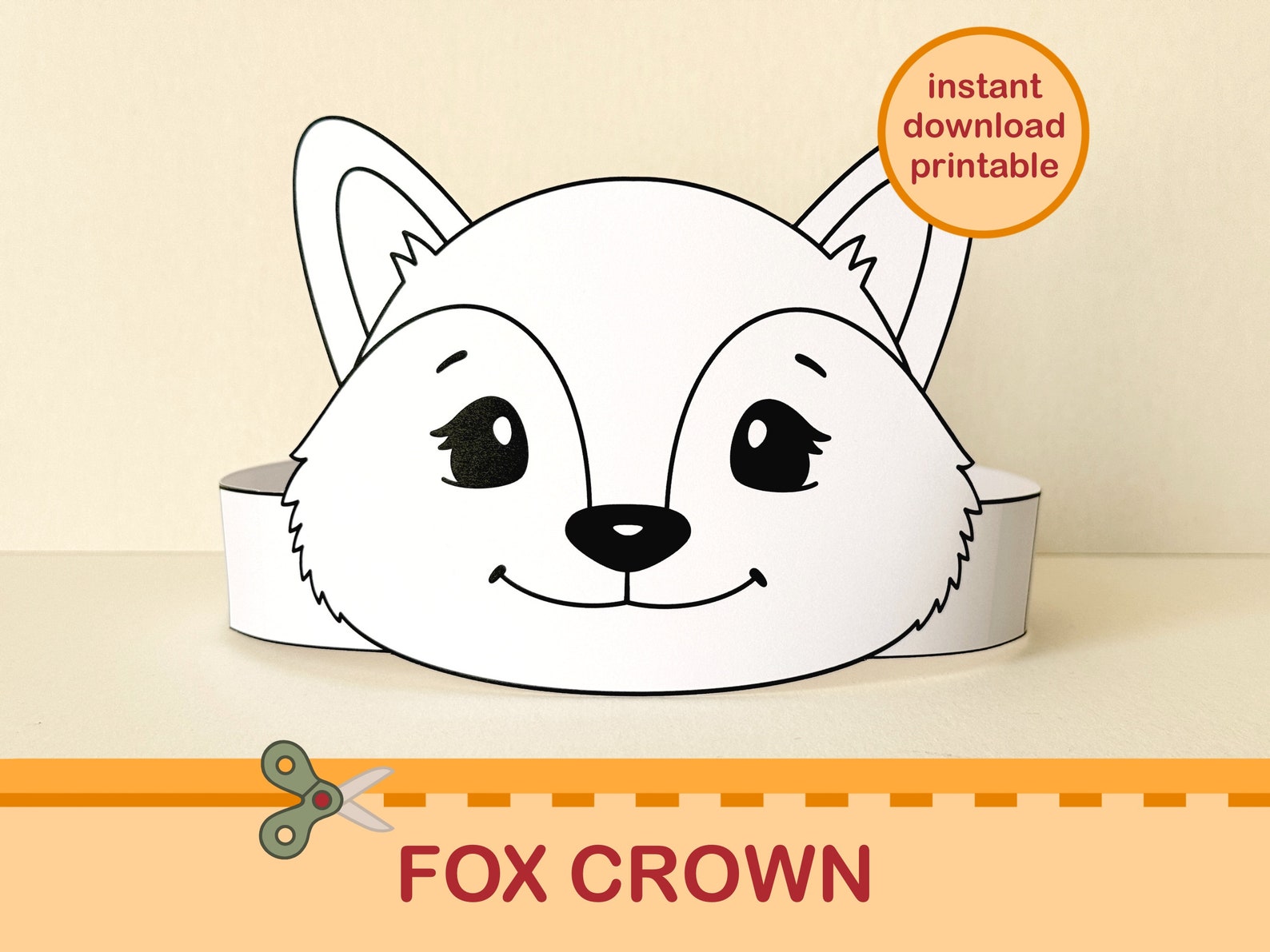 Fox Paper Crown Forest Animal Colouring Printable Kids Woodland Costume ...