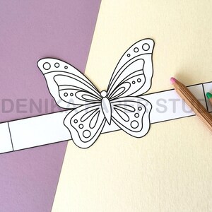 Butterfly Paper Crown Fairy Colouring Printable Kids Craft Costume DIY ...