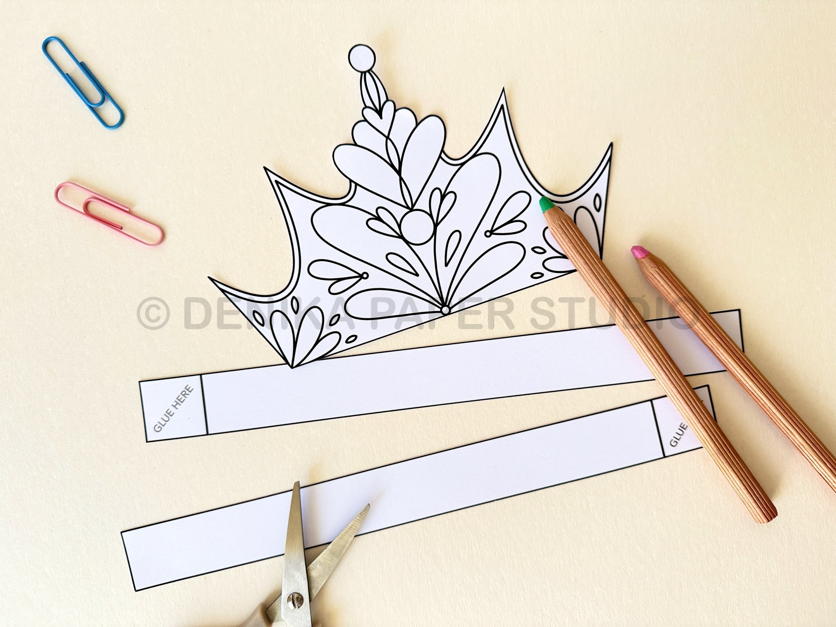 Fairy Paper Crown Princess Colouring Printable Kids Craft Queen Costume ...