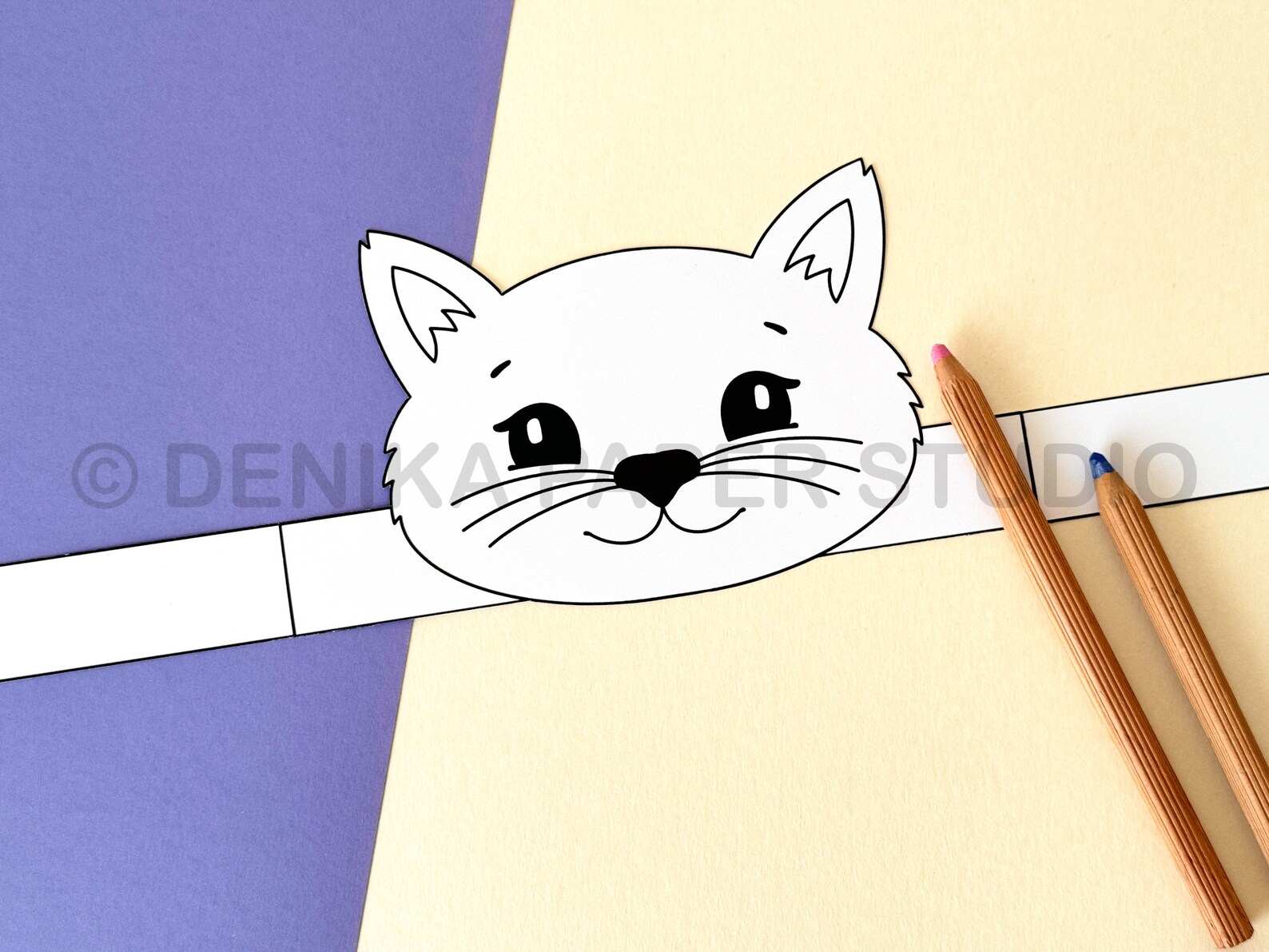 Cat Paper Crown Cute Kitty Colouring Printable Kids Craft Costume DIY ...