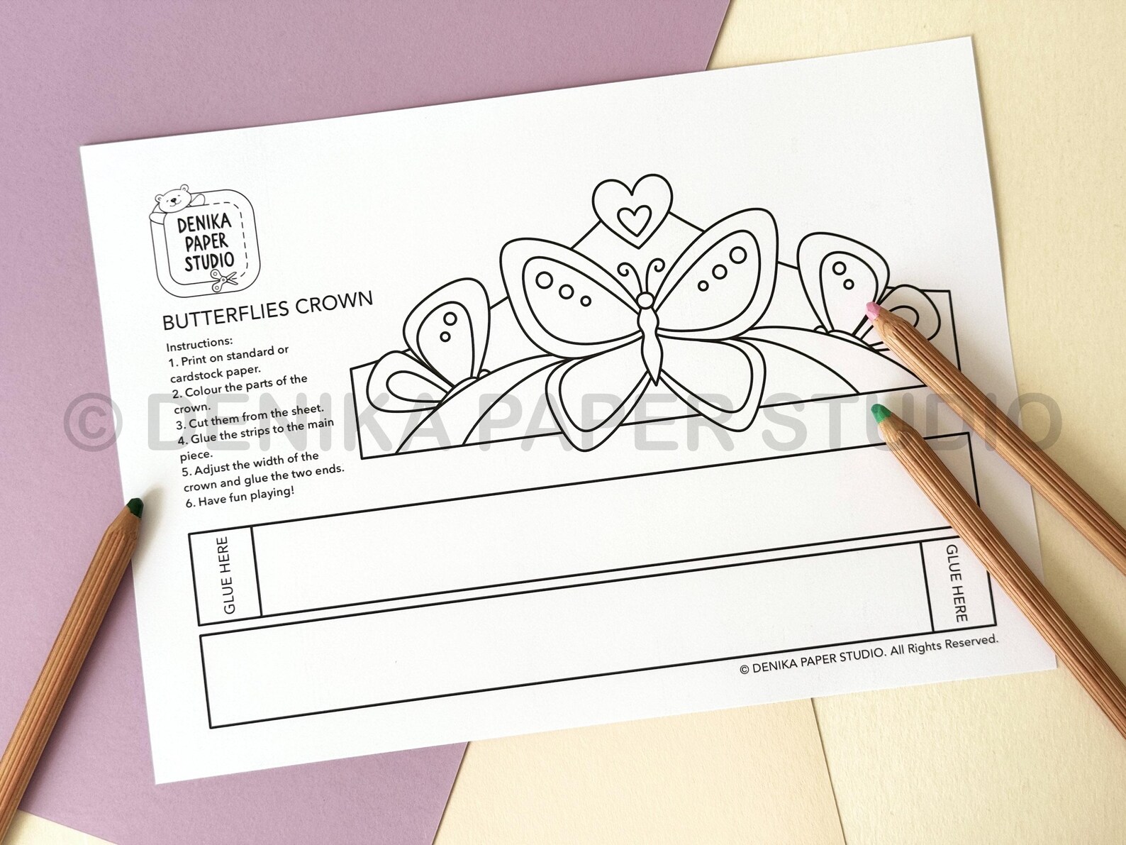 Butterfly Paper Crown Fairy Colouring Printable Kids Craft Costume DIY ...