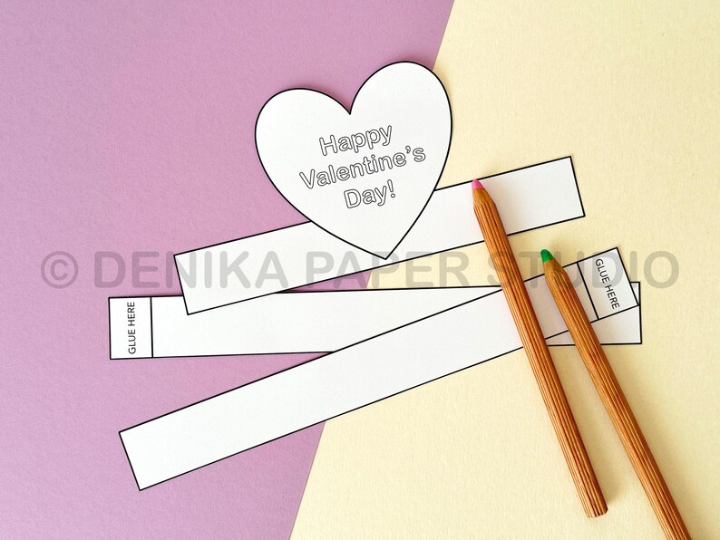 Valentine Paper Crown Heart Colouring Printable Kids Craft DIY ...
