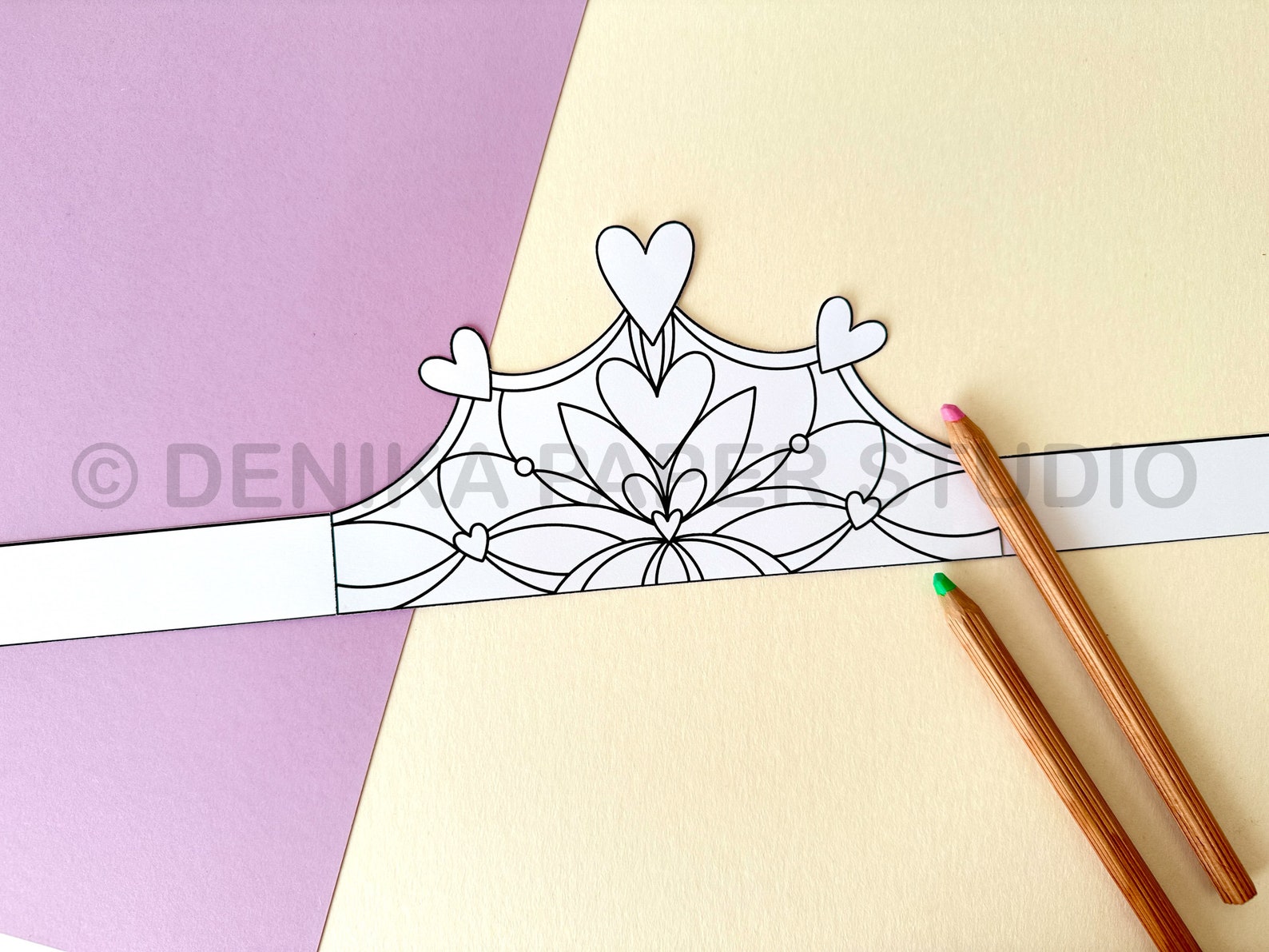 Heart Princess Paper Crown Colouring Printable Kids Craft Queen Costume ...