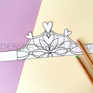 Heart Princess Paper Crown Colouring Printable Kids Craft Queen Costume ...