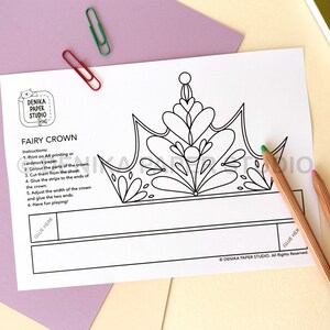 Fairy Paper Crown Princess Colouring Printable Kids Craft Queen Costume ...
