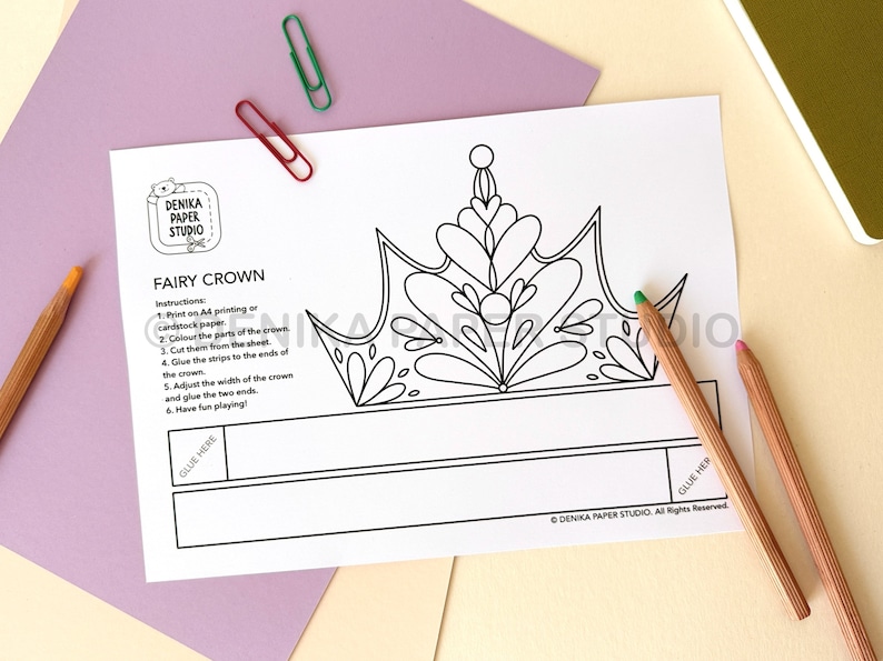 Fairy Paper Crown Princess Colouring Printable Kids Craft Queen Costume ...